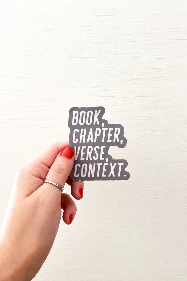 “Book, Chapter, Verse, Context” Sticker – Sola Gratia Co.